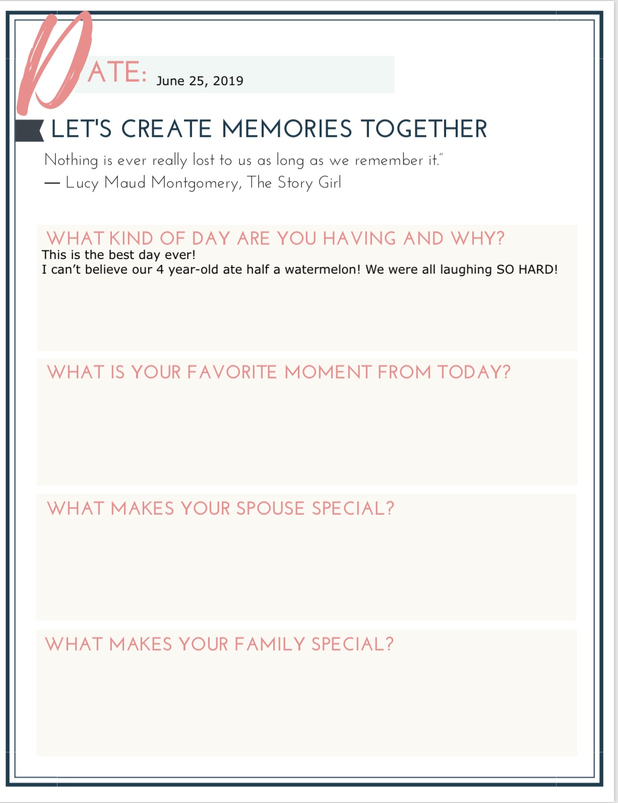 Remember Your Favorite Memories In This Journal - Home Faith Family
