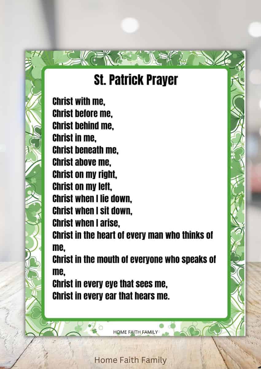 Free St. Patrick's Breastplate Prayer Printable For Kids - Home Faith Family
