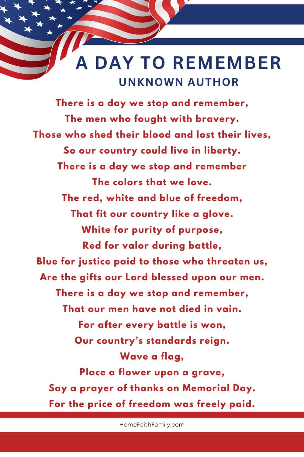 Here Are The Most Heartfelt Memorial Day Poems For Church - Home Faith ...