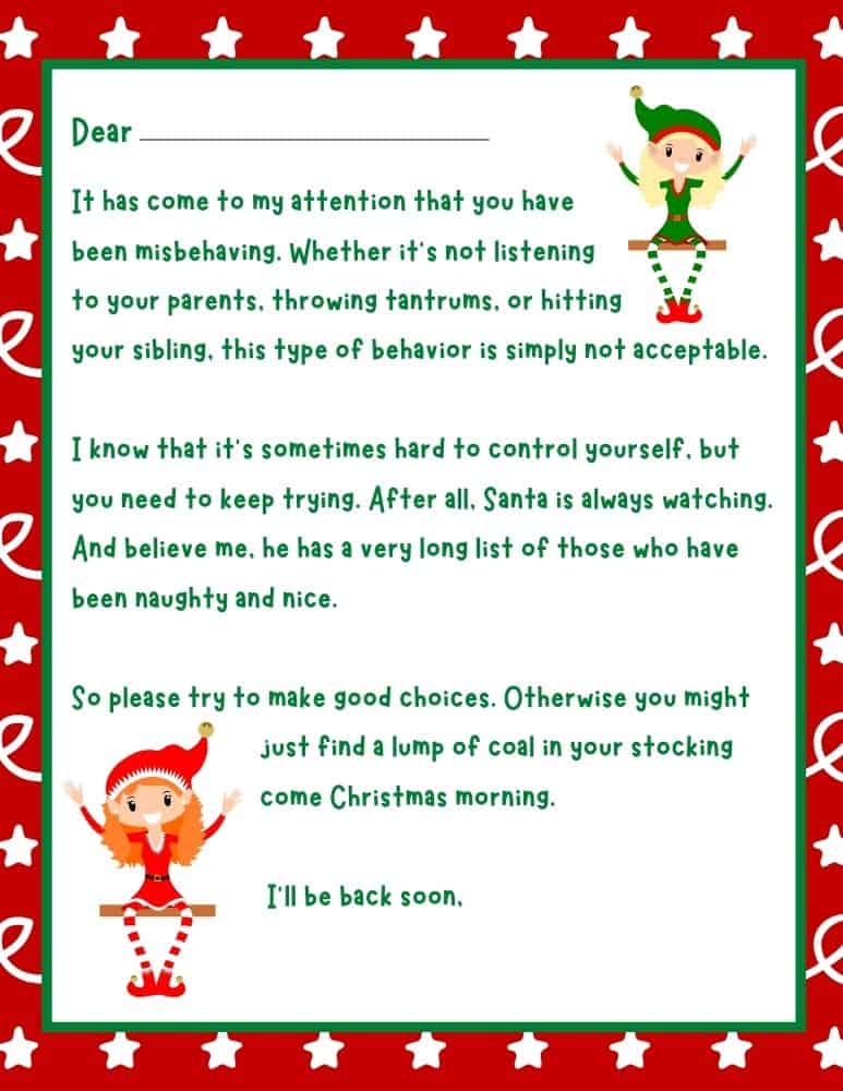 Free Printable Elf On The Shelf Bad Behavior Letters For 2023 Home 