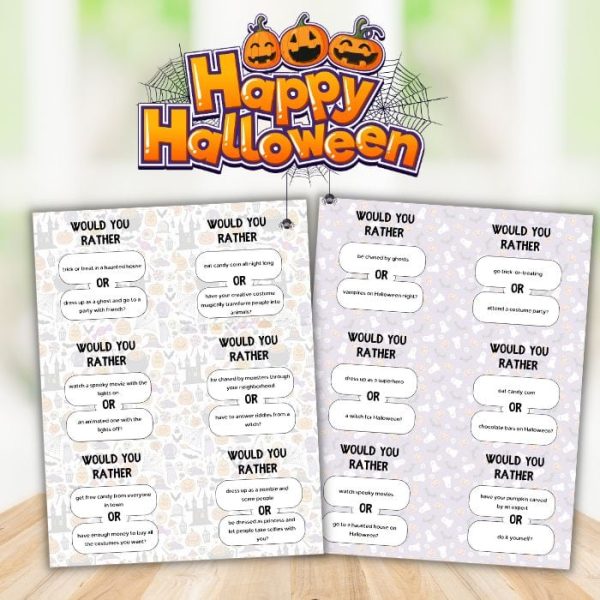 100+ Fun Halloween Would You Rather Questions For Kids + Free Printable ...