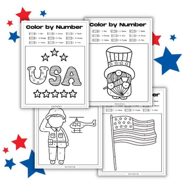 10 Free Memorial Day Color By Number Pages For Kids - Home Faith Family
